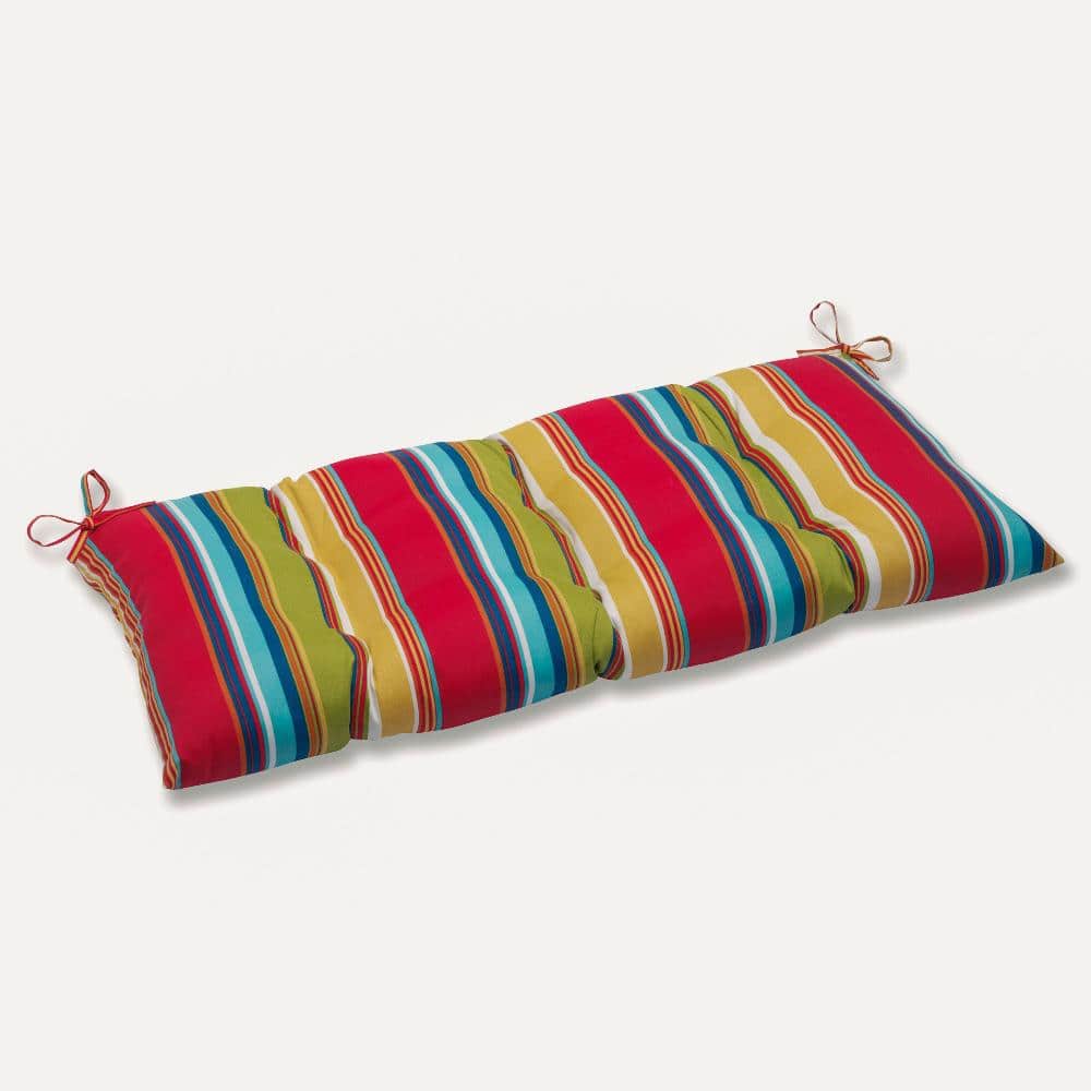 Pillow Perfect Striped Rectangular Outdoor Bench Cushion in Red 572710 ...