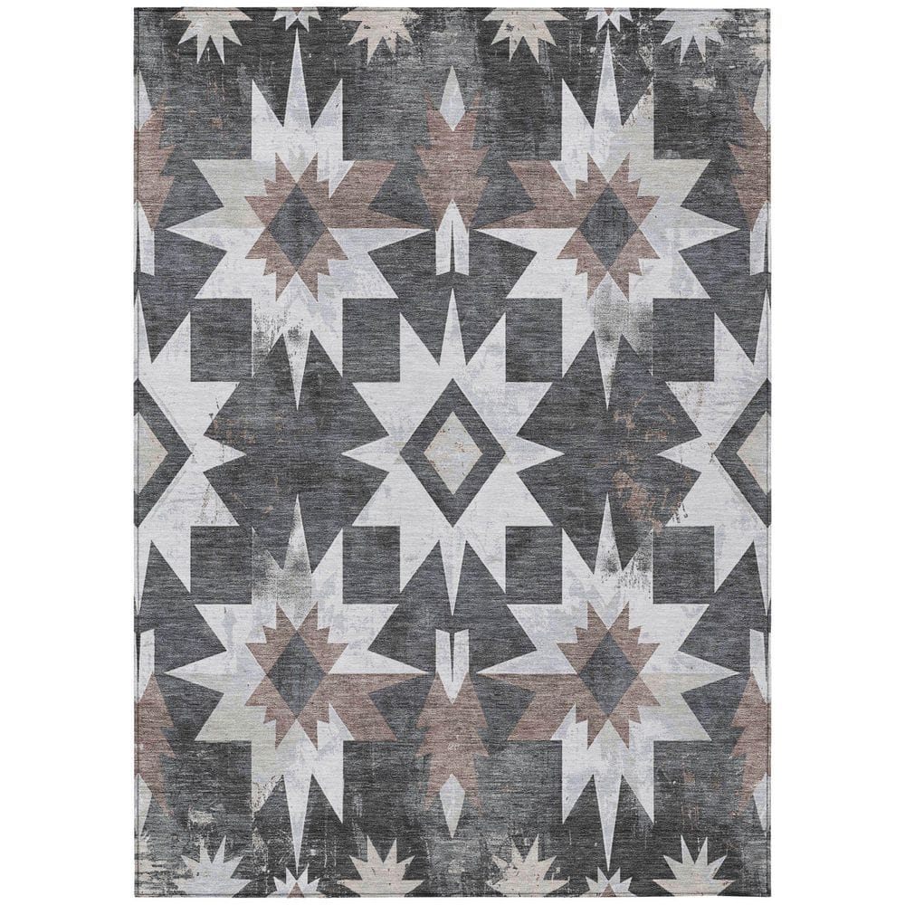 Addison Rugs Chantille Machine Washable Indoor/Outdoor Abstract ACN1893 Graphite 8 ft. x 10 ft ...