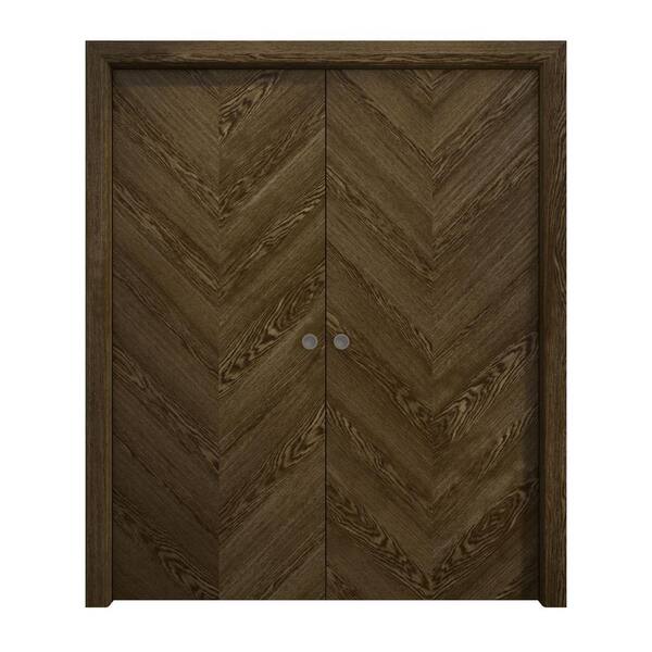 Sartodoors 36 in. x 80 in. Marble Oak Solid Wood Double Pocket Doors ...