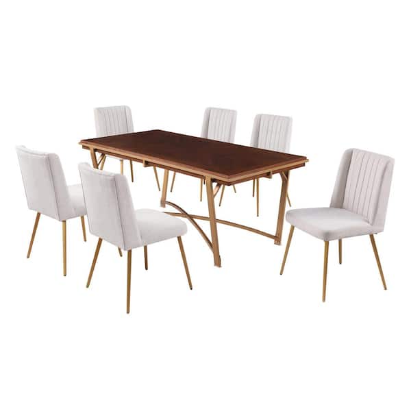 Morden Fort Stoke Moon Dining Room Set 7-Piece and Brown Wood Top Table Set Seats 6 D2002-DTC-BG ...