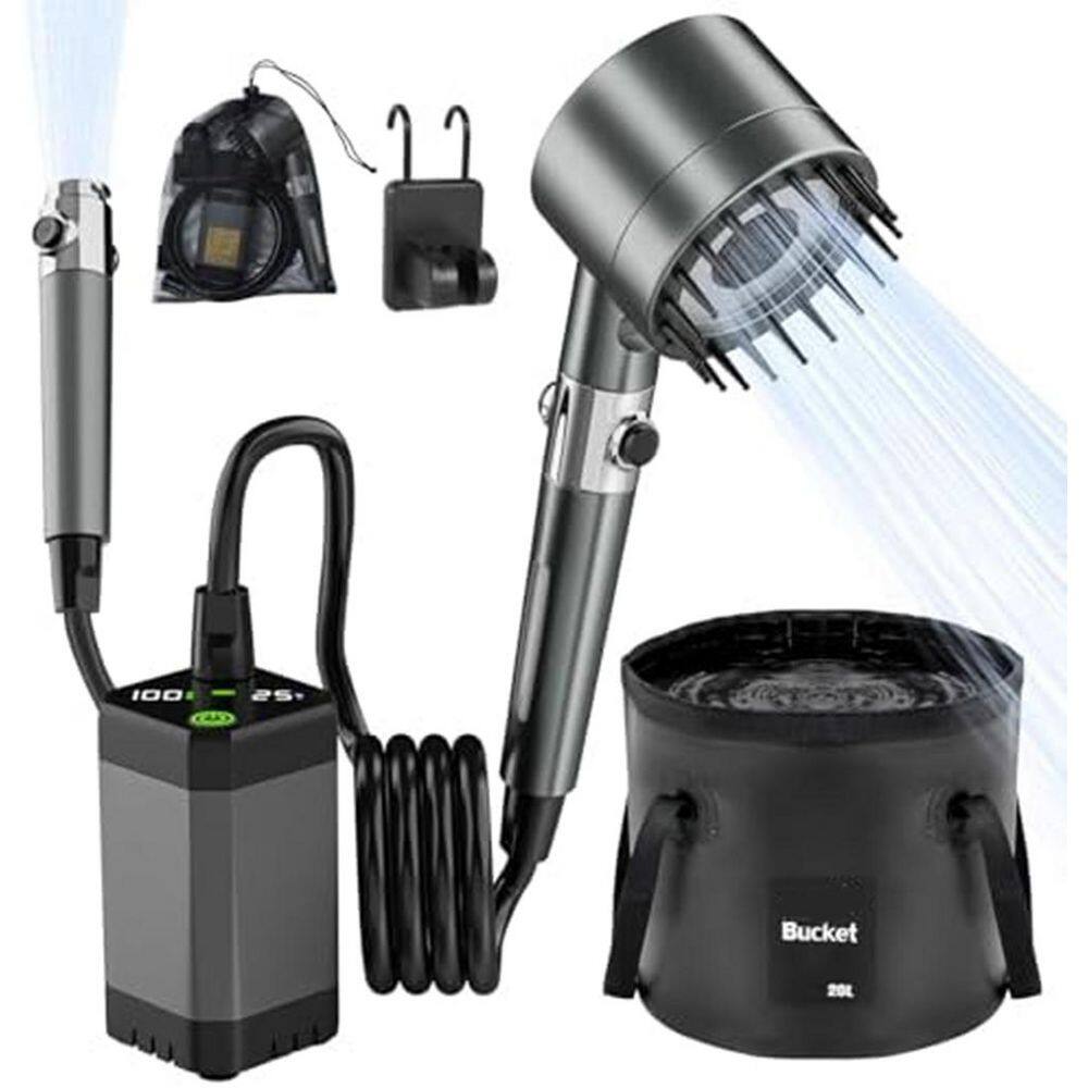 Phewnyzo Outdoor Portable Camping Shower Kit with LED Display IPX7 ...