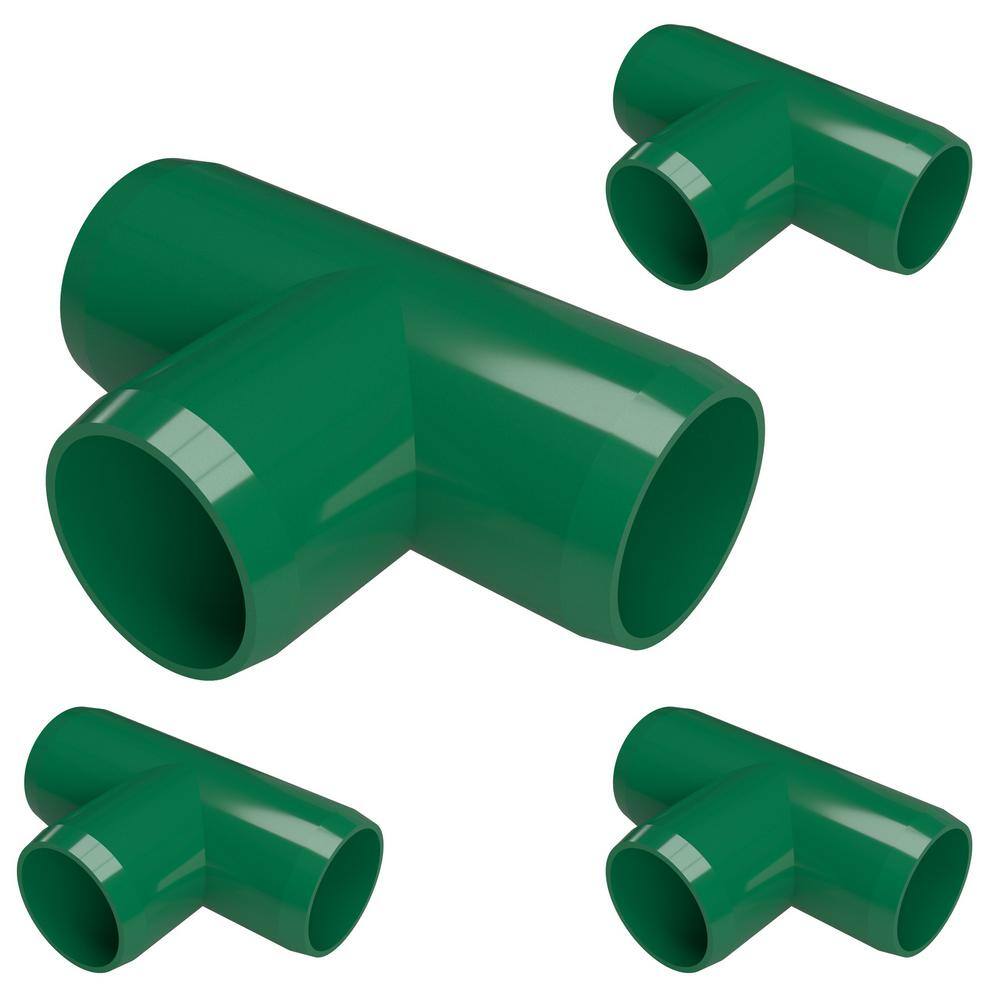 Formufit 1-1/4 in. Furniture Grade PVC Tee in Green (4-Pack) F114TEE-GR ...