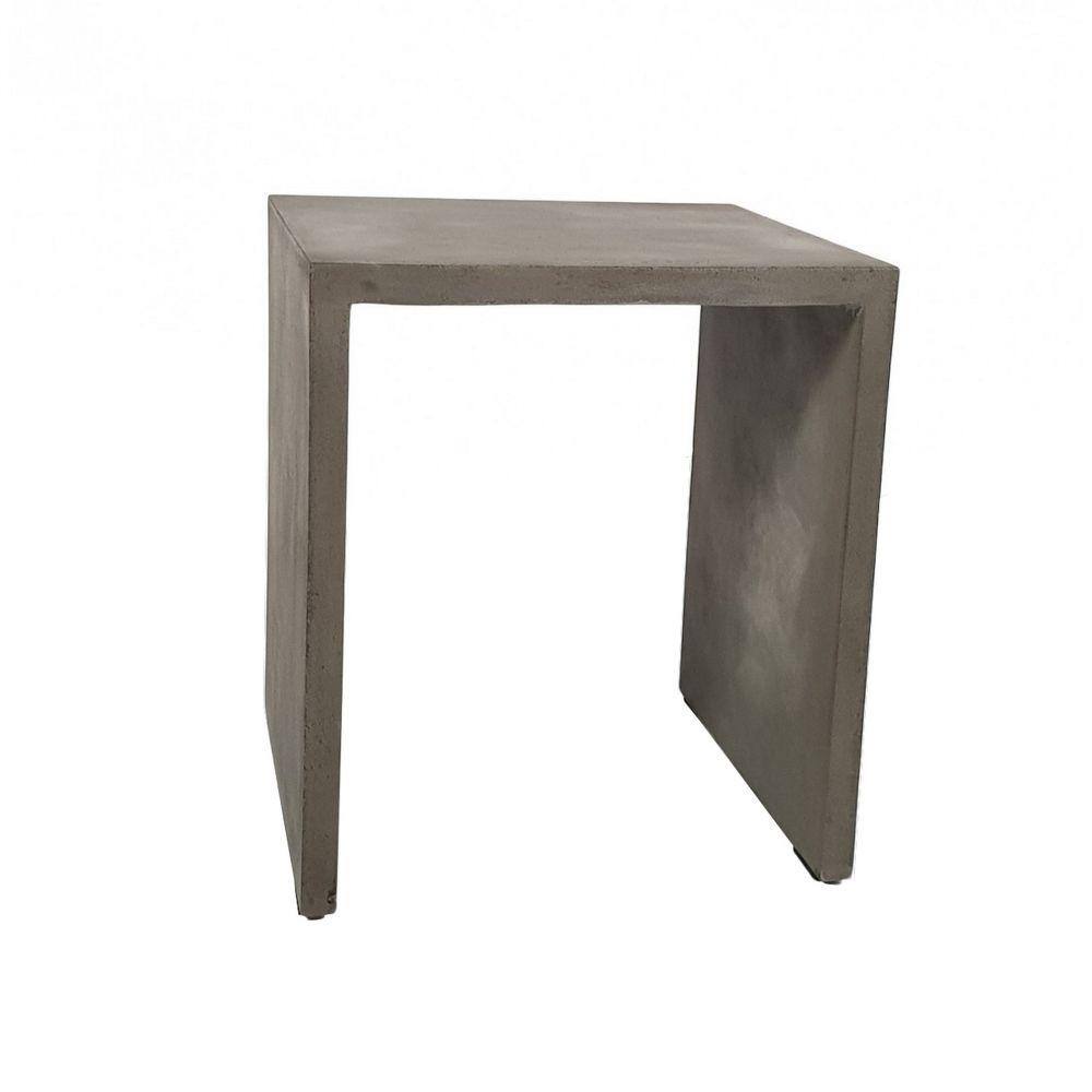 Benjara 16 in. Gray Rectangle Concrete End Table with Floor Protectors ...