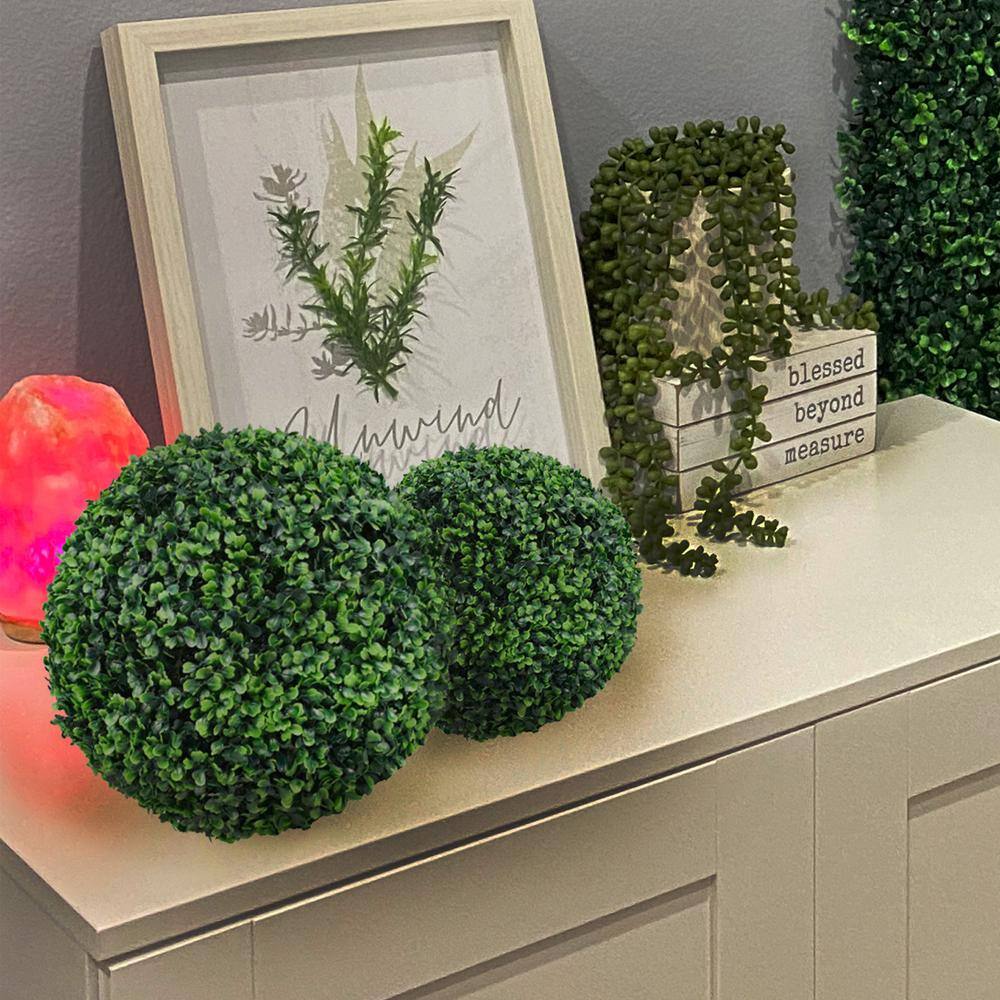 HEDGE MAZE 11 in. Pre-Assembly Artificial Boxwood Ball Small Faux ...