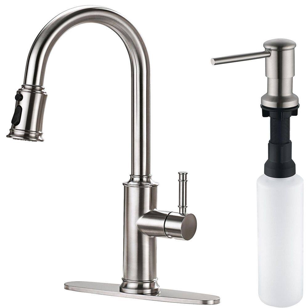 ruiling Single Handle Pull Down Sprayer Kitchen Faucet with Soap ...