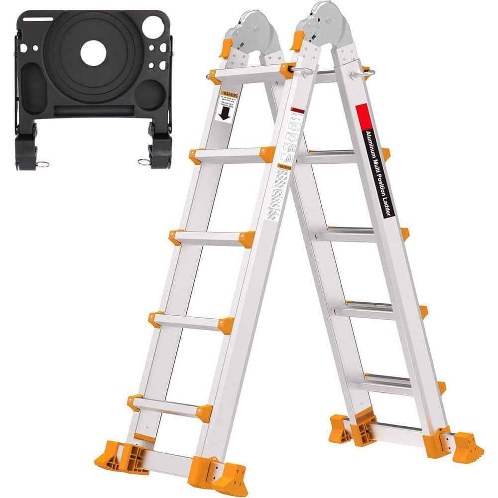 KIWDZFU 17ft Aluminum Multi-Position Ladder with Stabilizer Bar, 330lb ...