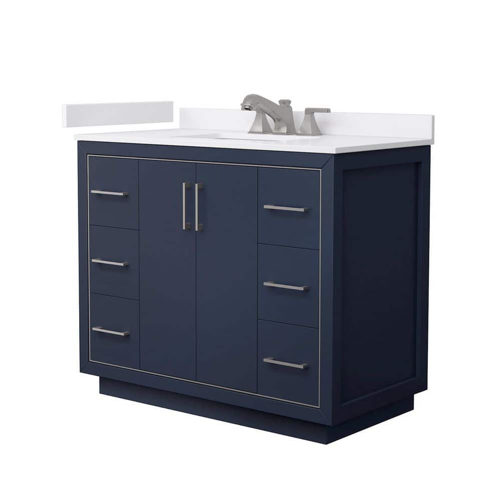 Wyndham Collection Icon 42 in. Single Freestanding Dark Blue Bath ...
