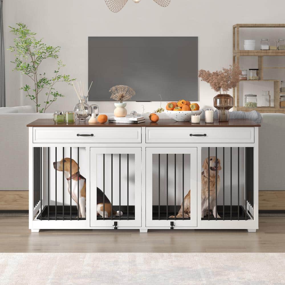 FUFU&GAGA Modern Large Dog Crate Furniture with 2 Drawers ...