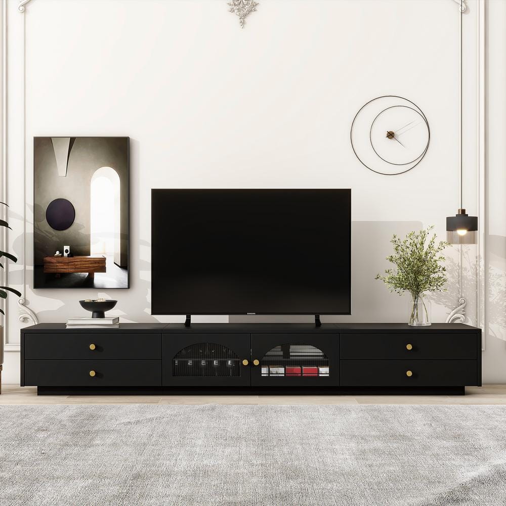 Harper & Bright Designs Black Luxurious TV Stand Fits TVs up to 90 in ...