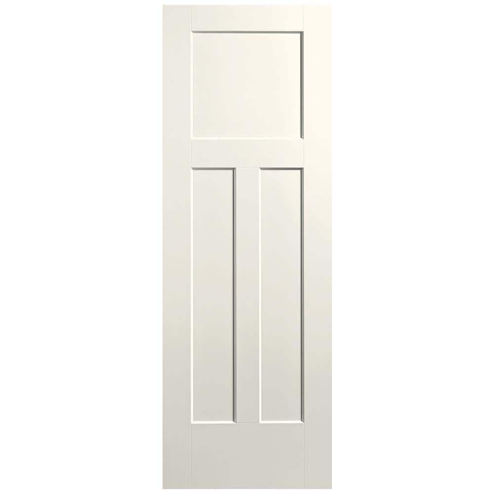 Masonite 28 in. x 80 in. 3-Panel Winslow Single Bore Solid Core Ivory ...