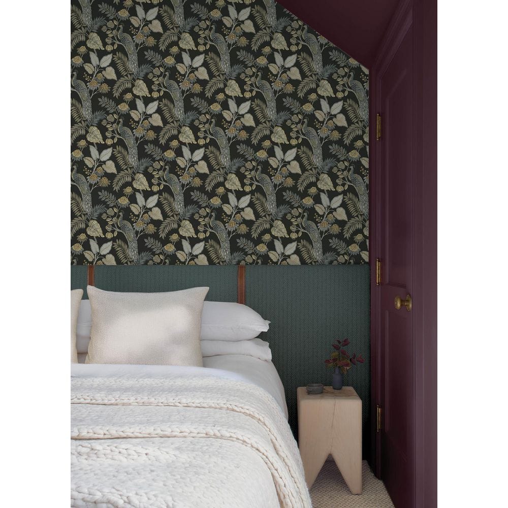 CHRIS LOVES JULIA Geneva Black Peacock Paradise Wallpaper 4173-27646 ...
