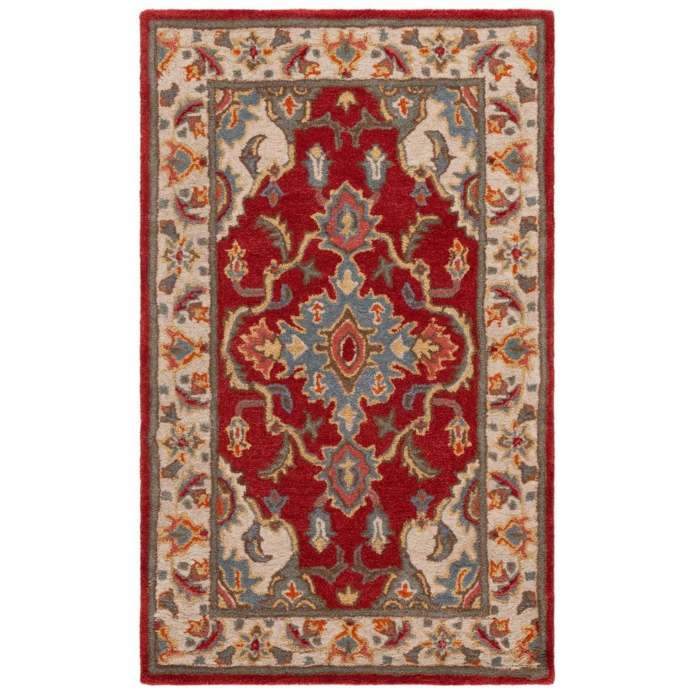SAFAVIEH Antiquity 3 ft. x 5 ft. Red/Gray Traditional Medallion Area ...
