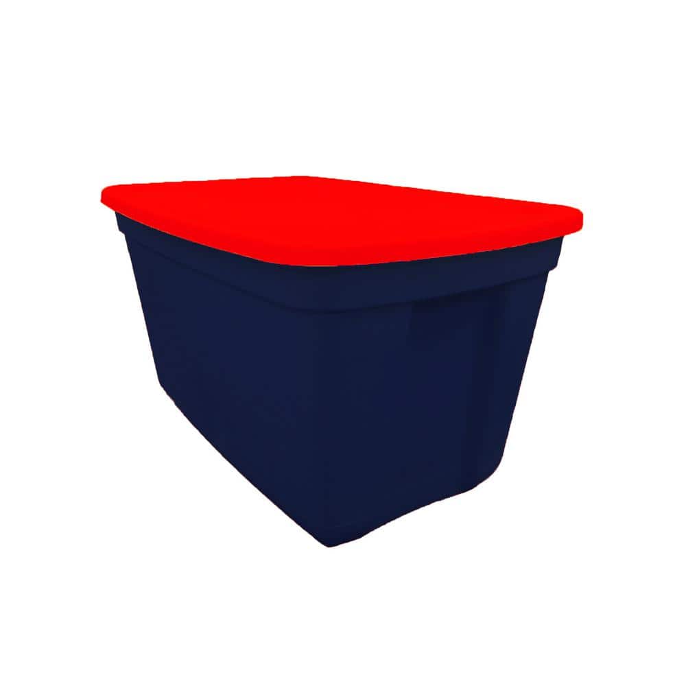 Edge Plastics 20 Gal Storage Bin Navy/Red 2020-14908 - The Home Depot