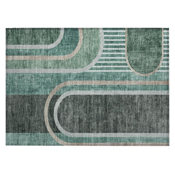 HomeRoots Black and Green 2 ft. x 3 ft. Woven Abstract Polyester ...