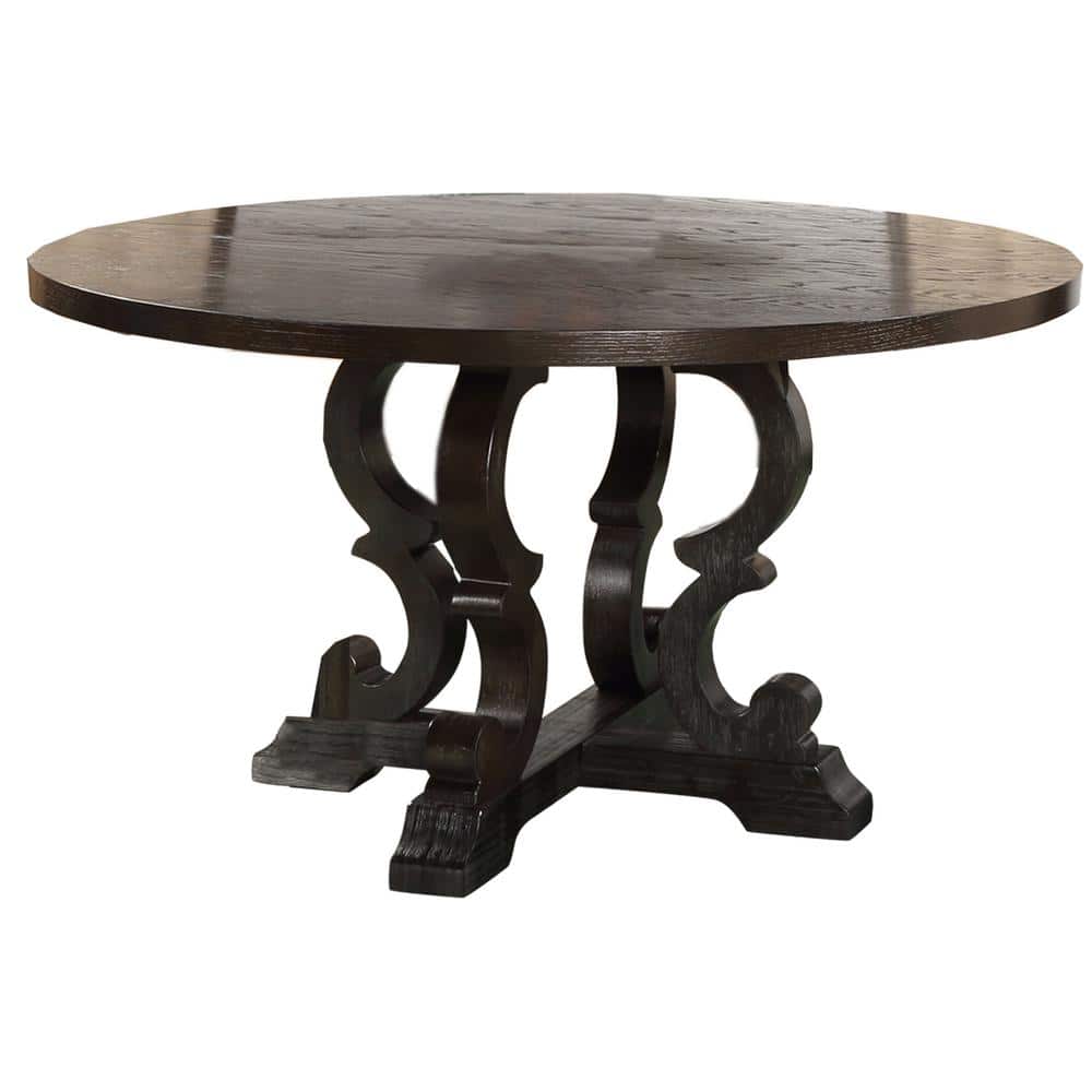 Best Master Furniture Shachar 54 in. Round Rustic Brown Wood Dining ...