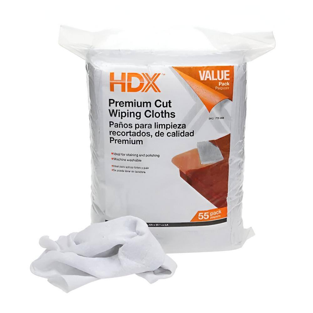 HDX Deluxe Cuts Wiping Cloths 10 in. W x 15 in. L Cotton knit Rags 55 ...