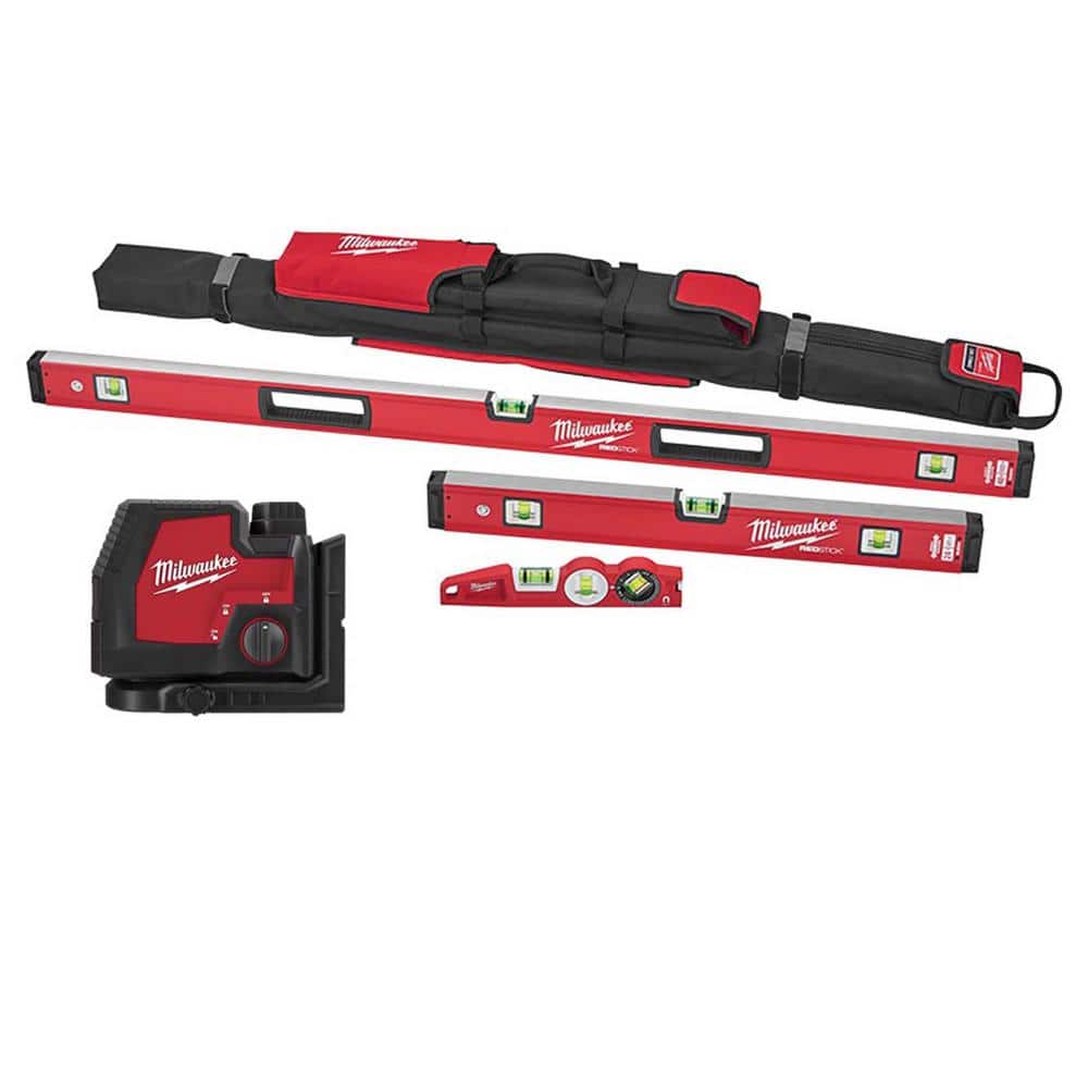 Milwaukee 10 in./24 in./48 in. REDSTICK Box Beam and Torpedo Level Set ...