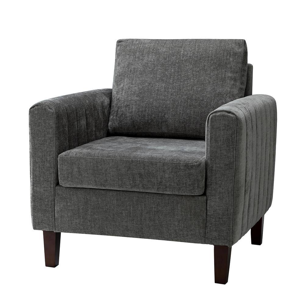 JAYDEN CREATION Ismenus Grey Upholstered Mid Century Modern Club Chair ...