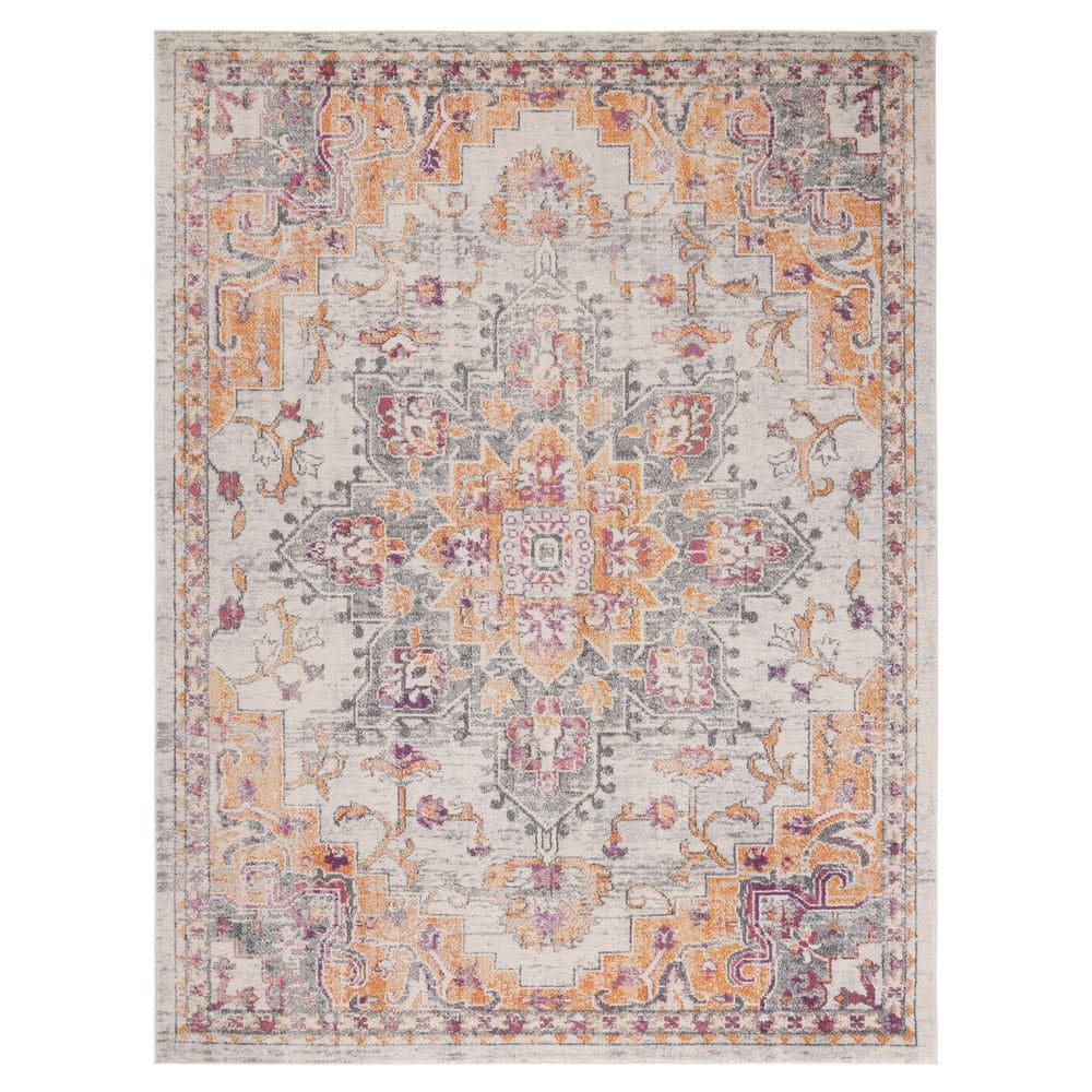 SAFAVIEH Madison Beige/Orange 12 ft. x 15 ft. Border Geometric Floral ...