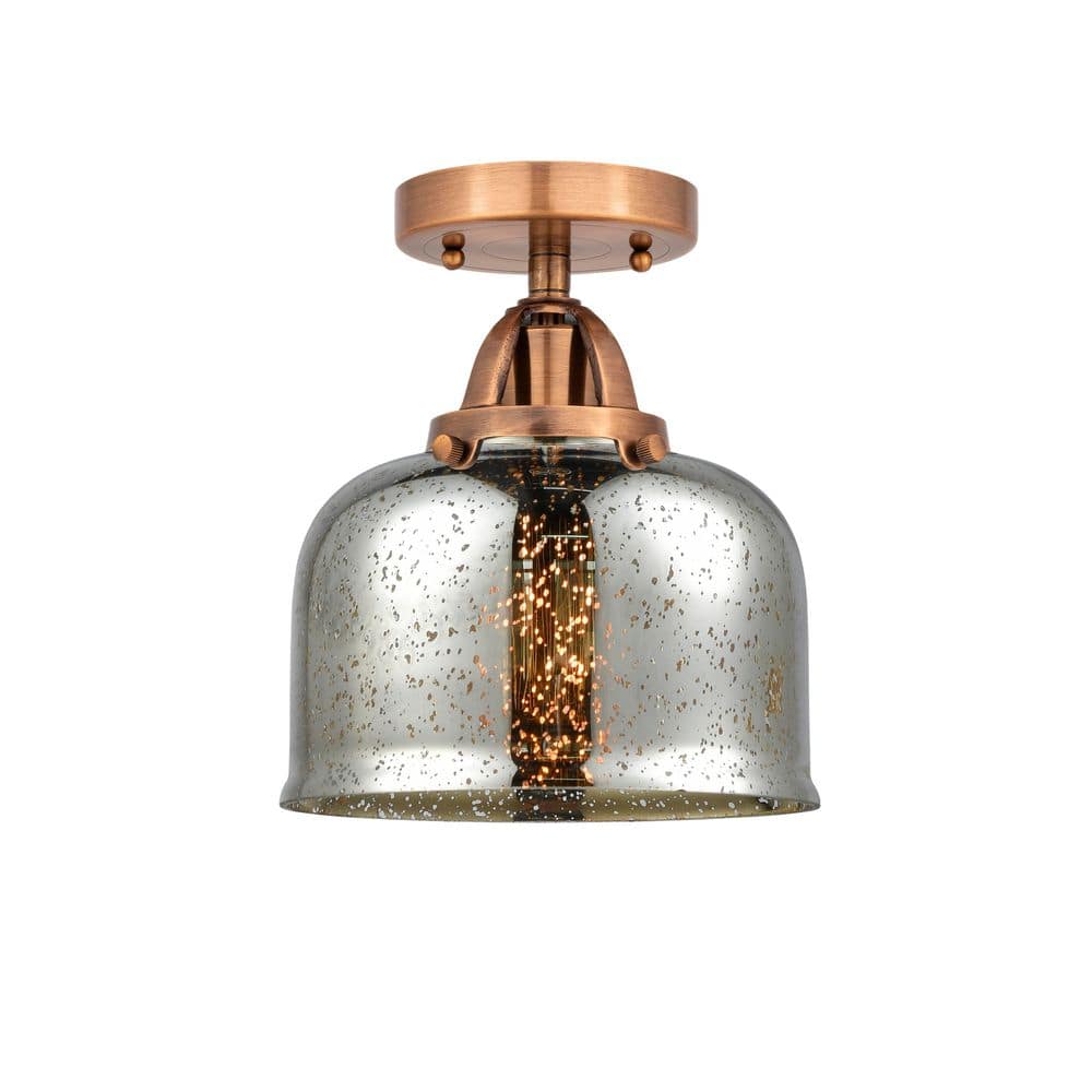 Innovations Bell 8 in. 1-Light Antique Copper Industrial Semi-Flush ...
