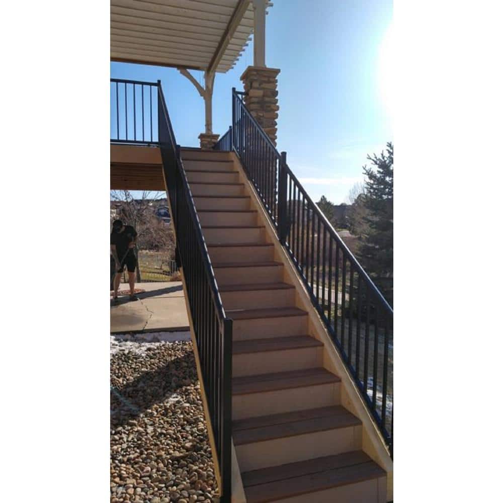 Pegatha Contemporary 8 ft x 36 in. Black Fine Textured Aluminum Stair ...