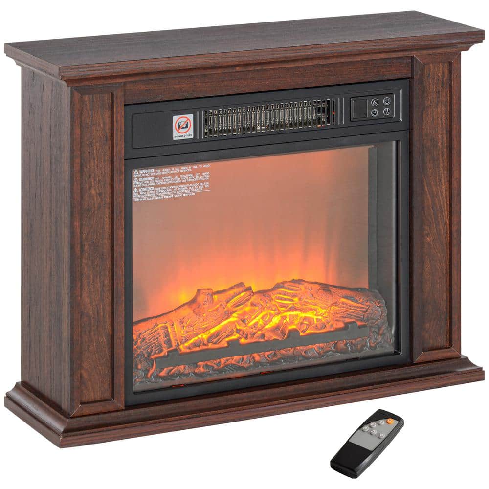 HOMCOM 26.4 in. Freestanding Electric Fireplace Heater with Mantel in ...