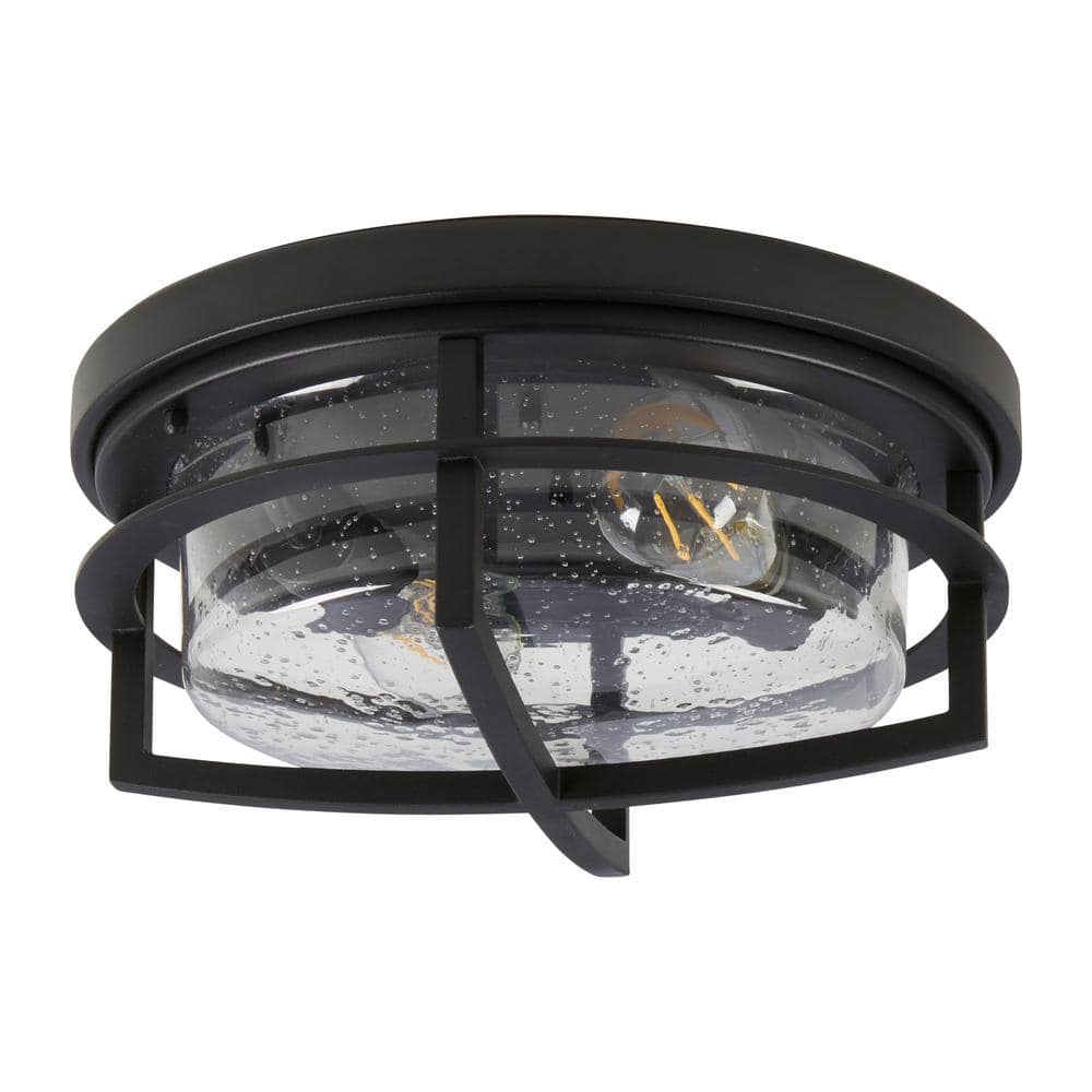 STANFORD LIGHTING Vittoria 2-Light Black Outdoor Flush Mount Light ...