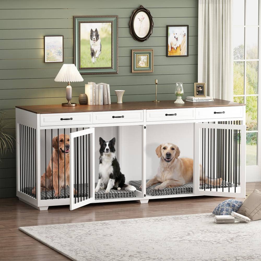 FUFU&GAGA XXXL for 2 Large Dogs, Super Large Dog Crate Furniture, Indoor Wooden Dog House Kennel ...