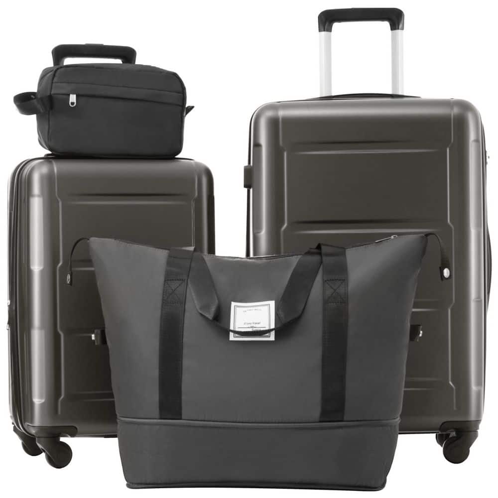 Tatahance 2-Piece Dark Gray ABS Hardside Spinner Lightweight Luggage ...