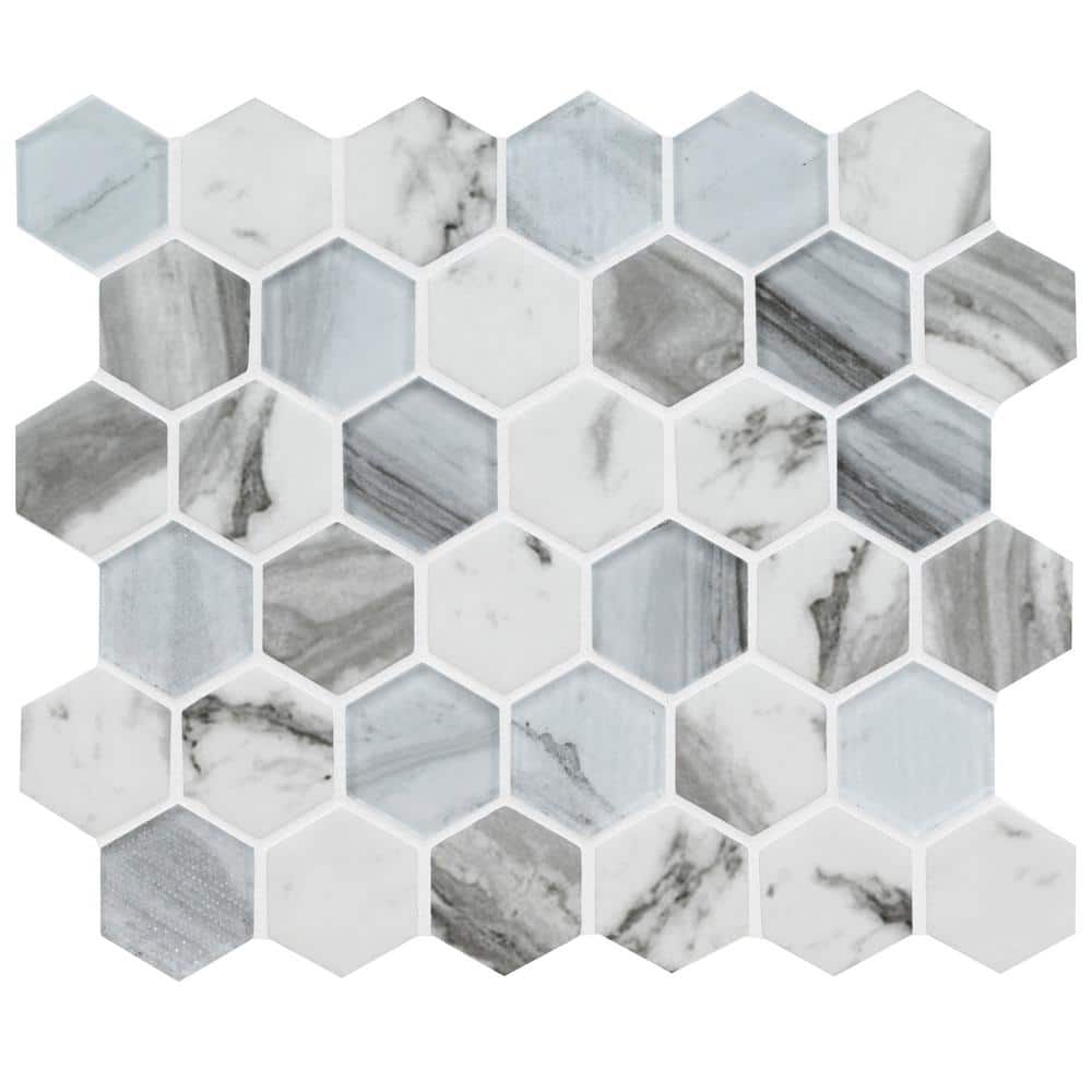 MSI Take Home Sample - Esperanza Hexagon 4 in. x 4 in. Glass Mosaic ...