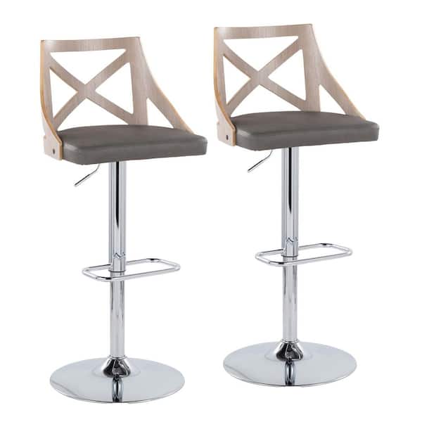 Lumisource Charlotte 43 in. Chrome Metal, Light Grey Wood, and Grey ...