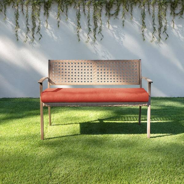 1101Design 48 x 19 Indoor Outdoor Round Front Bench Cushion in Sunbrella Canvas Persimmon HD390131SC