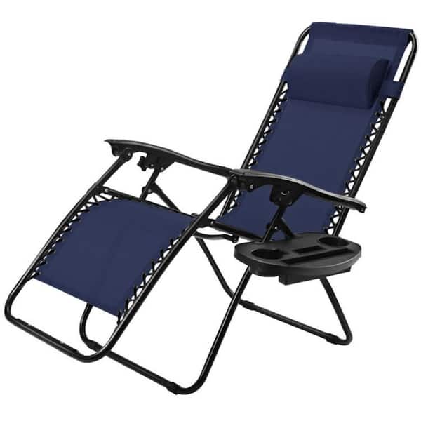Clihome Outdoor Folding Zero Gravity Metal Reclining Lounge Chair in ...