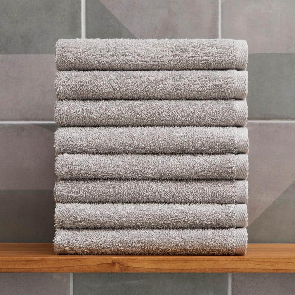 StyleWell Cotton 8-Piece Gray Hand Towel Set HAND_GRAY_8PK - The Home Depot