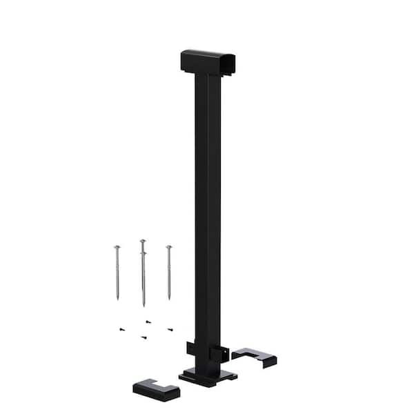 PEAK Aluminum Railing 42 in. H x 4 in. W Matte Black Corner Post ...