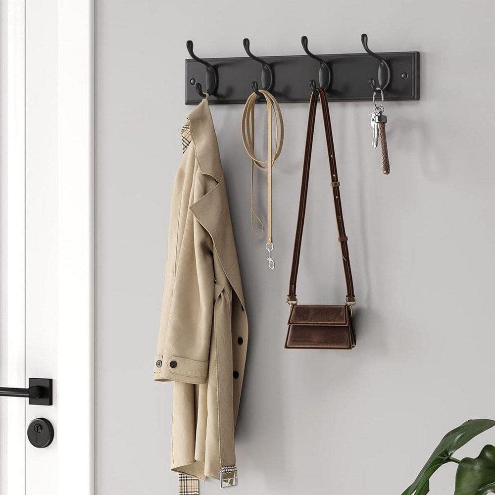 Black Wall Mounted Coat Rack, Hook Rack, Dual Metal Hooks AVPRH4 - The ...
