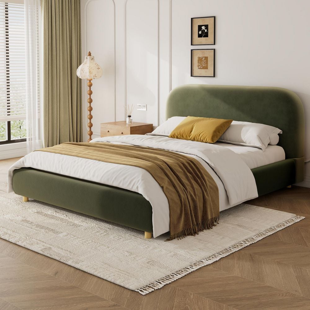 CHRISTOPHER KNIGHT HOME Solara Olive Green Velvet Upholstered Wood ...
