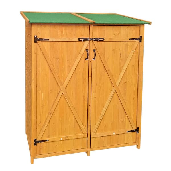 63 in. x 25 in. x 49 in. Outdoor Natural Wood Storage Box for Backyard ...