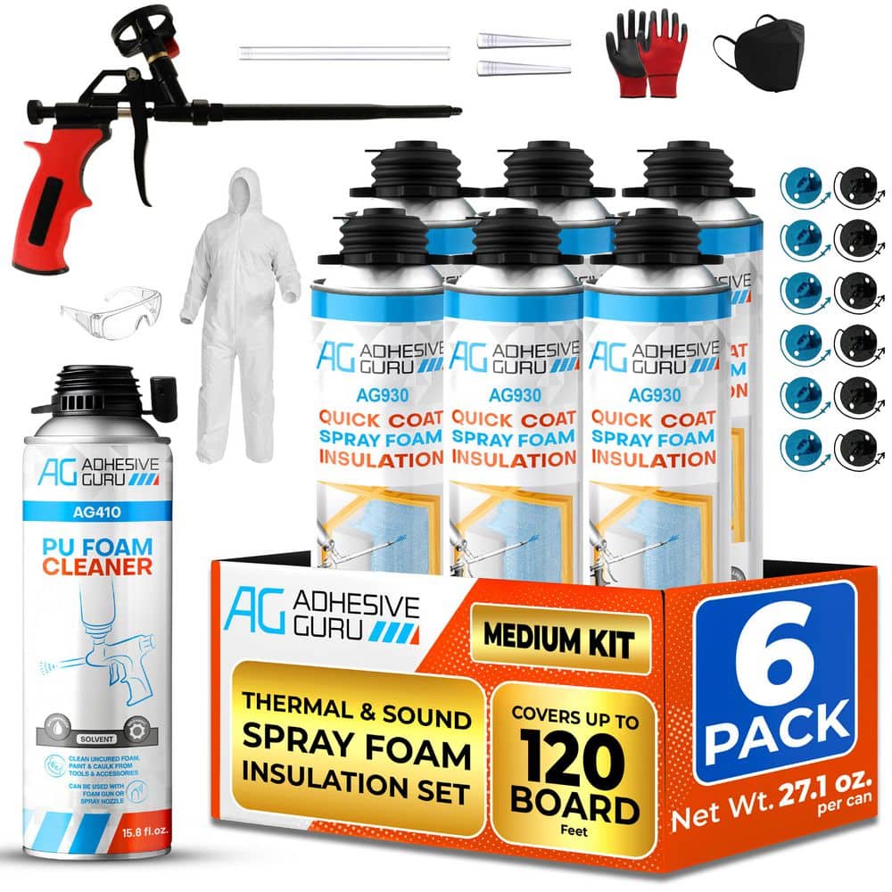 AG ADHESIVE GURU AG930S Insulation Foam Set-6 Pack Spray Foam Sealant ...
