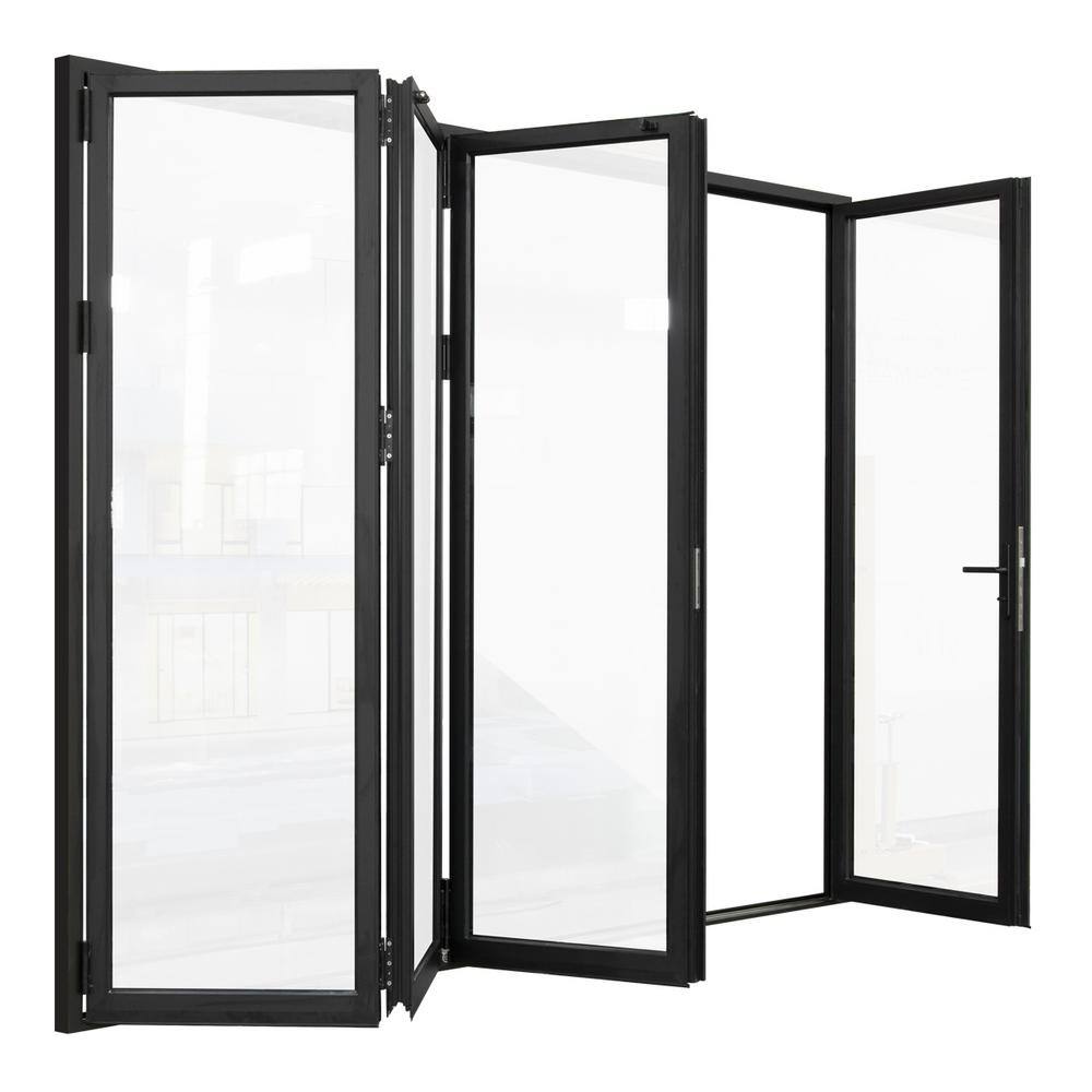 ATVIO 120 in. x 80 in. Matte Black 3-Left 1-Right Out-Swing Thermal ...