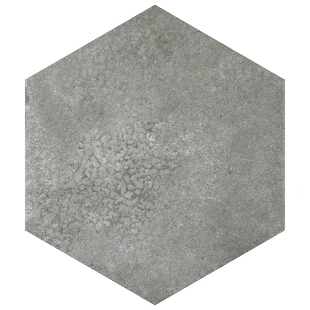 Merola Tile Heritage Hex Shadow 7 in. x 8 in. Porcelain Floor and Wall ...