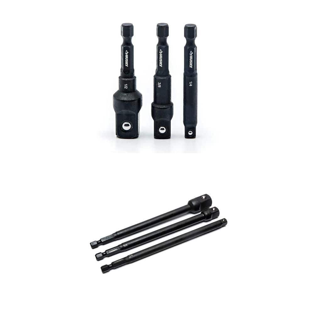 Husky 2.5 in. Impact Socket Adapter Set (3-Piece) and 6 in. Impact ...