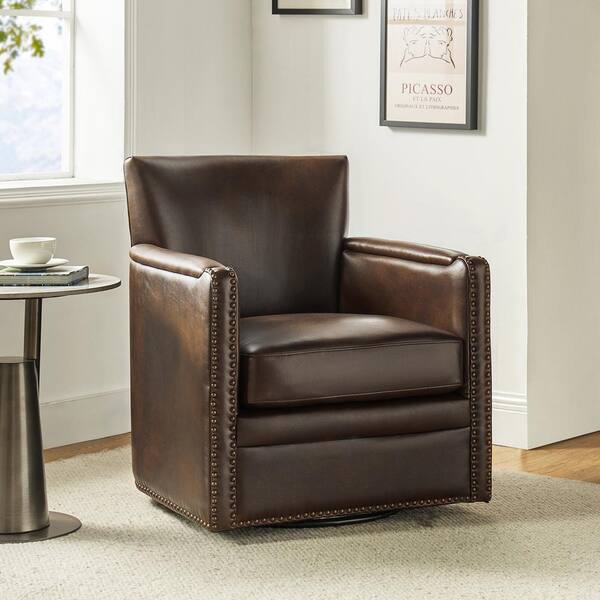 JAYDEN CREATION Amparo Chocolate 29 in. W Contemporary Genuine Leather ...