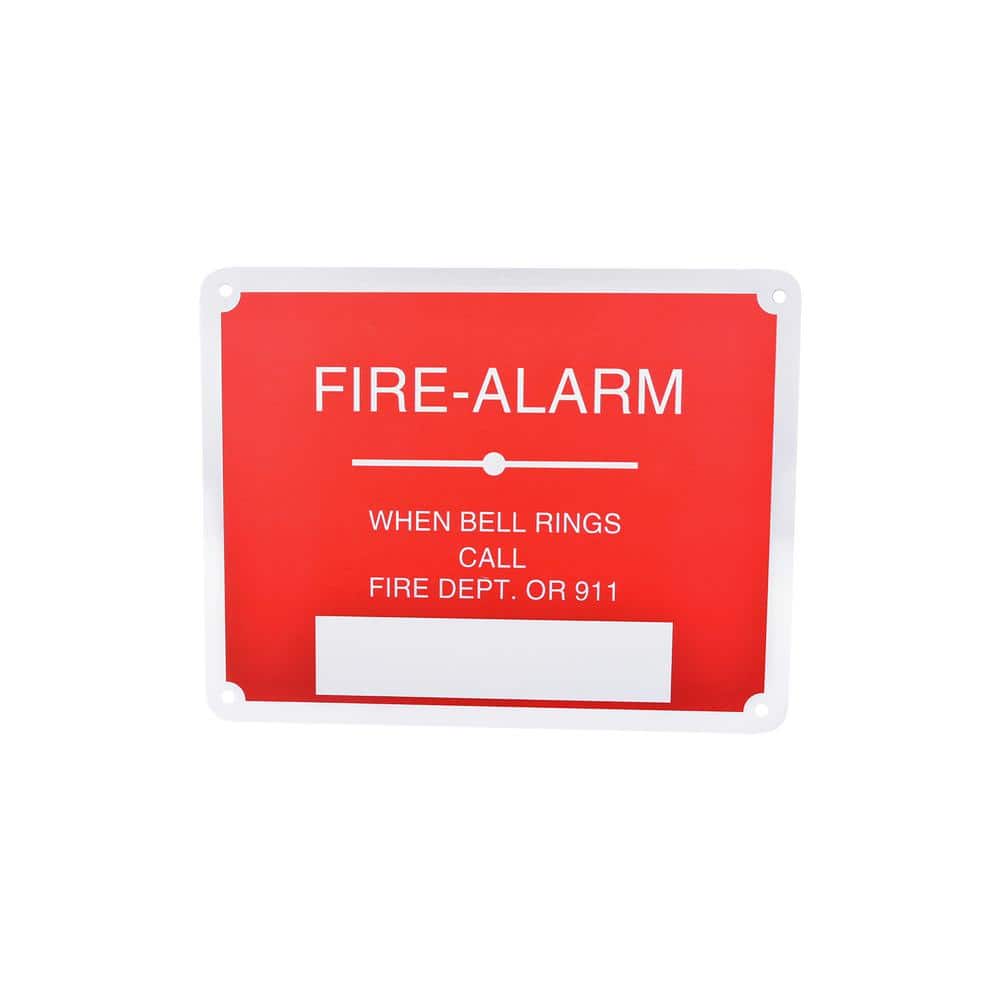 PLUMBFLEX 7 in. x 9 in. Aluminum Fire Safety Sign Fire Alarm When Bell ...