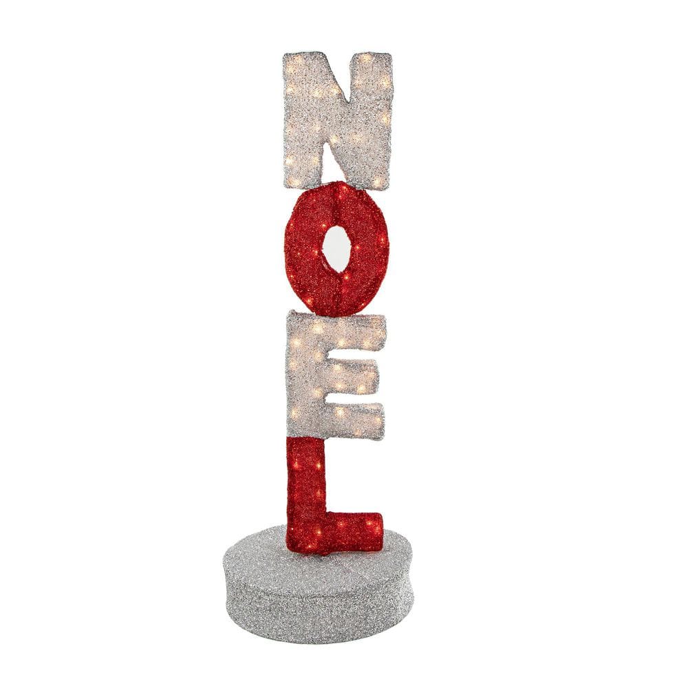 Northlight 39 in. Lighted Red and Silver Noel Outdoor Christmas Sign ...