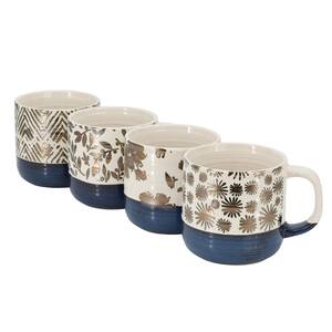 Meritage Lexington 4-Piece 20 oz. Stoneware 2-Tone Mug Set in Blue ...