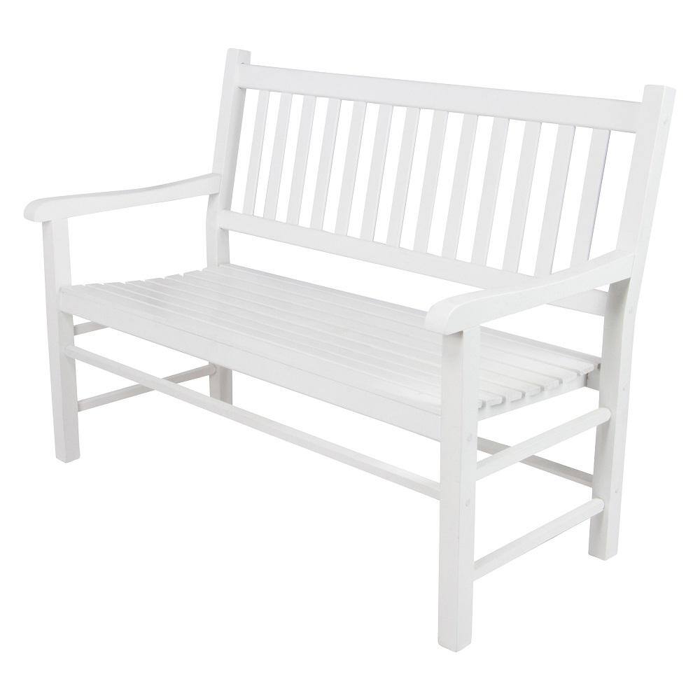 Shine Company 48 in. L White Wooden Outdoor Eden Garden Bench, Yard ...