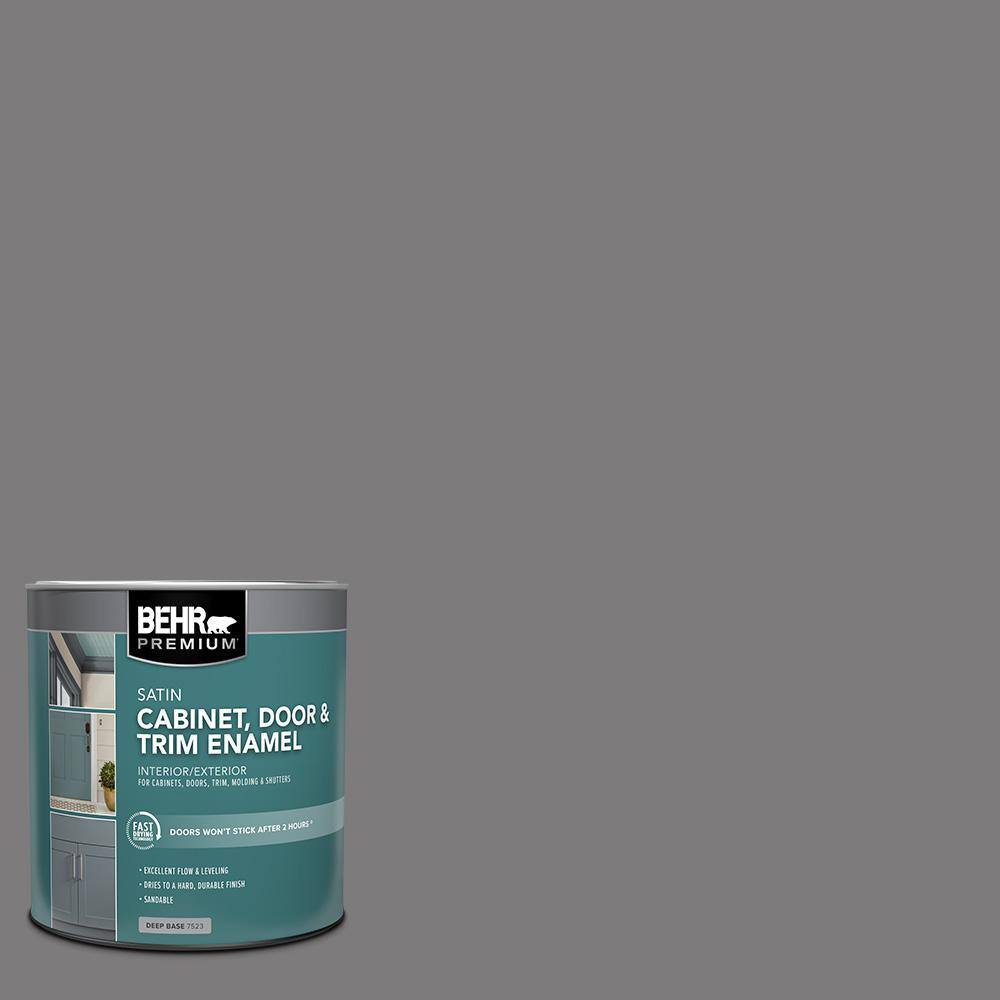 BEHR PREMIUM 1 qt. #BXC-58 Stormy Gray Satin Enamel Interior/Exterior ...