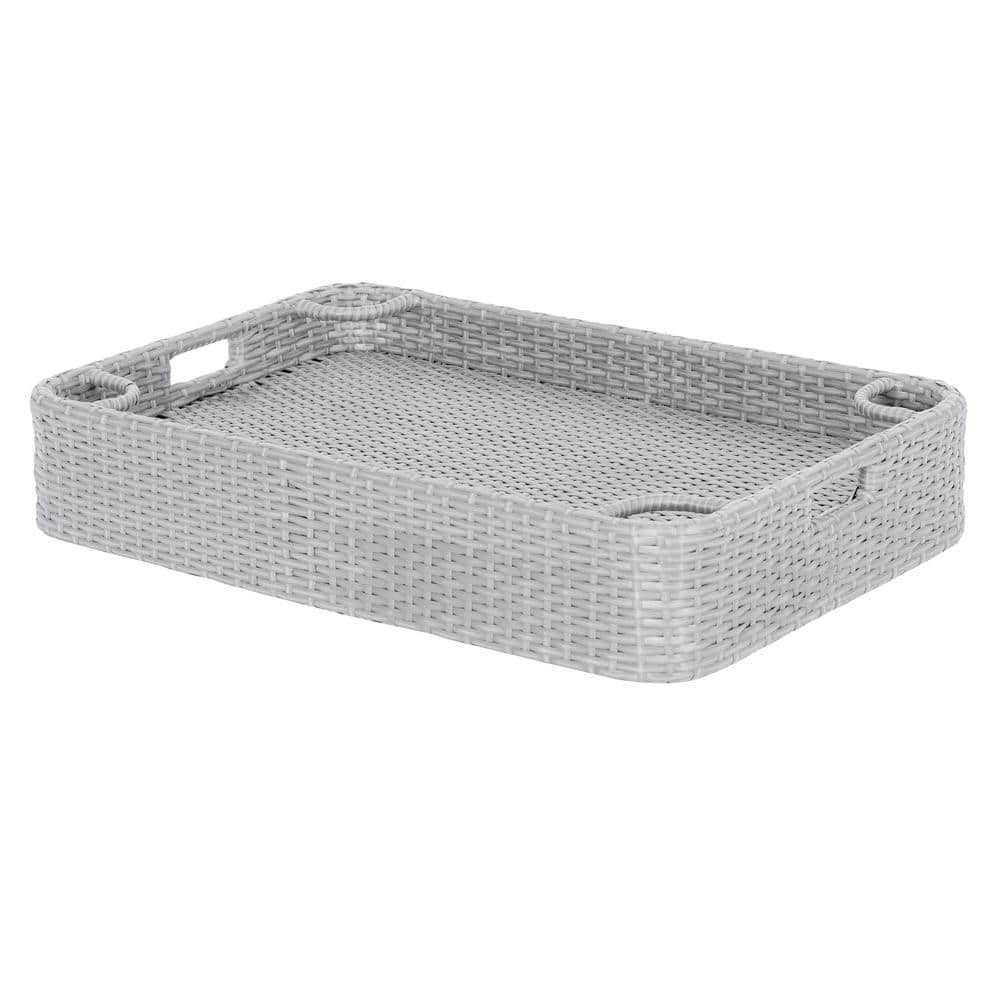 Sunjoy Grey 36 in. x 24 in. Floating Tray for Pool Wicker Serving Table ...