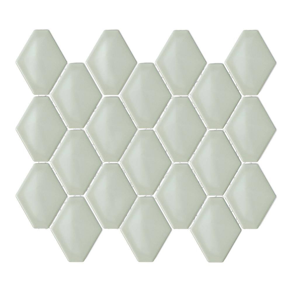 Ivy Hill Tile Medley Diamond Celadon Green 10.39 in. x 12.55 in. Glossy ...